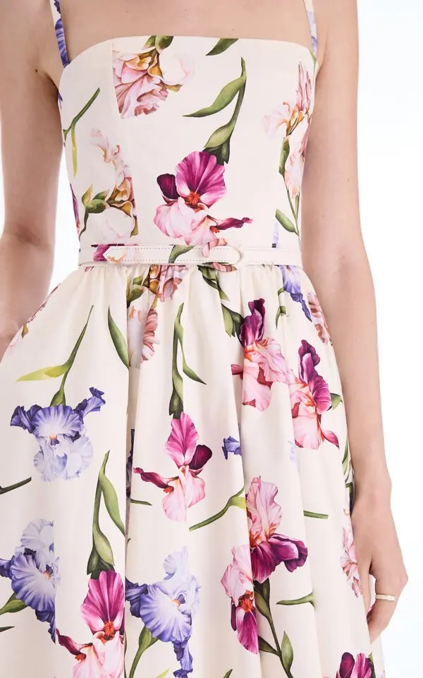 Oscar De La Renta Iris Flower Poplin Mini Dress