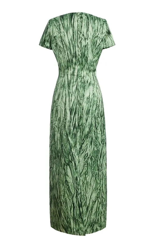 Oscar De La Renta Printed Satin Midi Dress