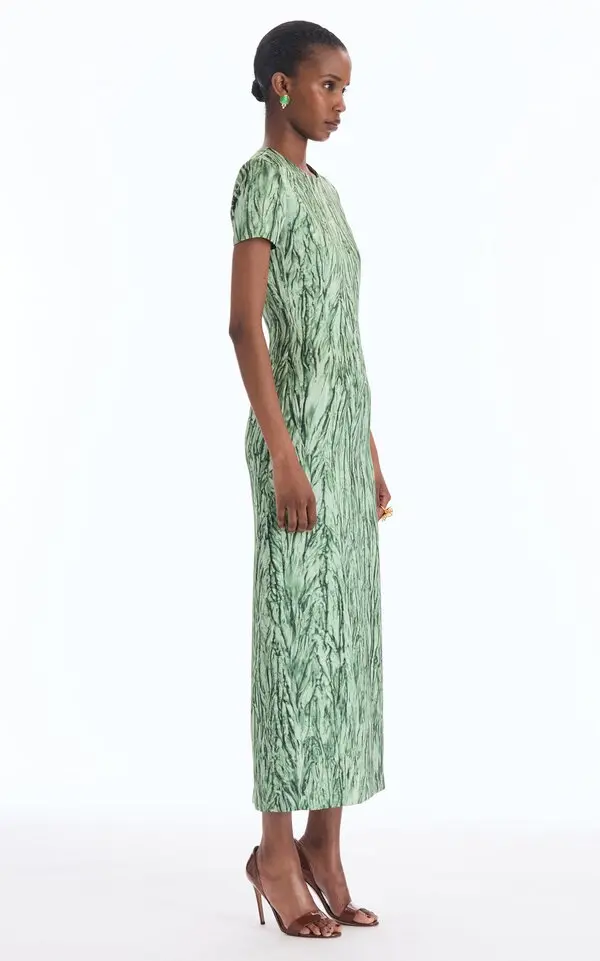 Oscar De La Renta Printed Satin Midi Dress