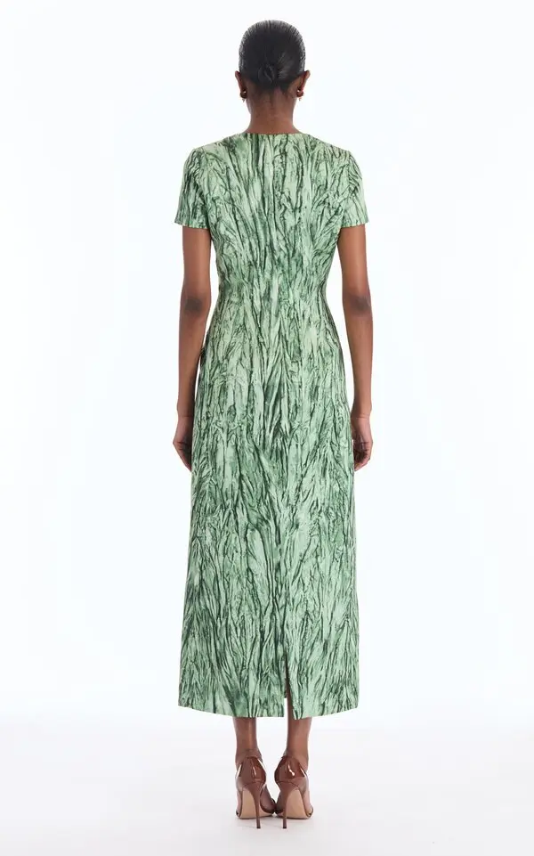 Oscar De La Renta Printed Satin Midi Dress