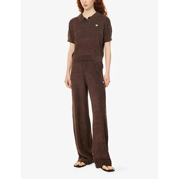 THE COUTURE CLUB Logo-embroidered Cropped Stretch-knit Top