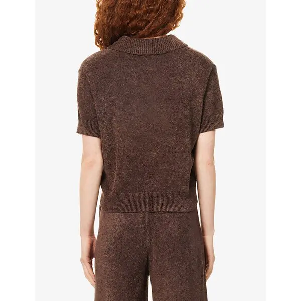 THE COUTURE CLUB Logo-embroidered Cropped Stretch-knit Top