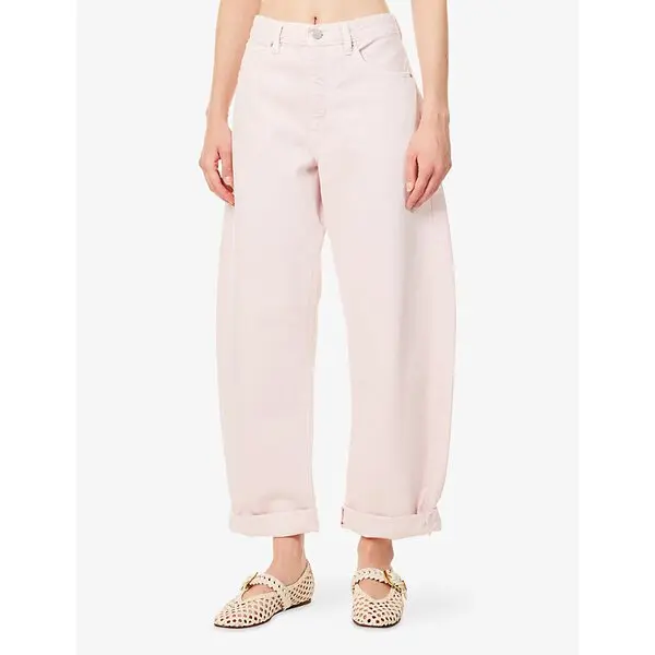 FRAME Bubble Curved-leg Cotton Denim Jeans