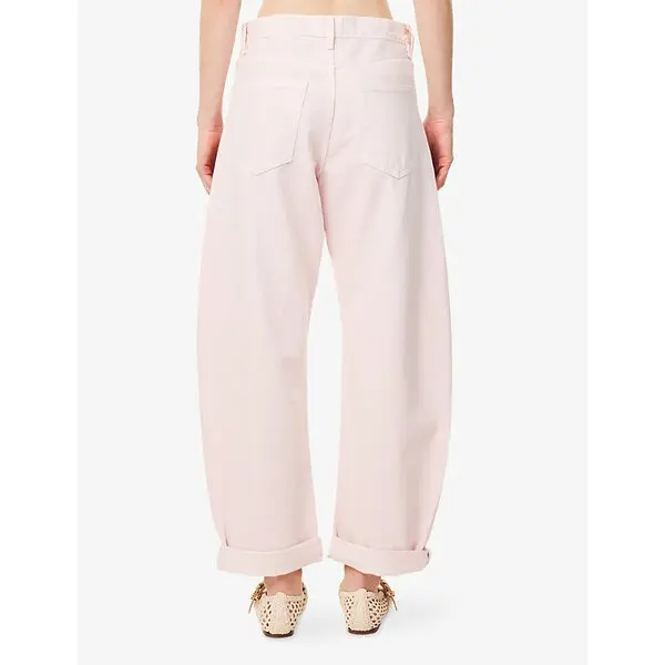 FRAME Bubble Curved-leg Cotton Denim Jeans