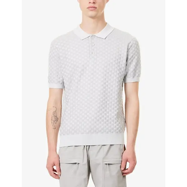ARNE Checkerboard Contrast Knitted Polo Top