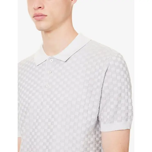 ARNE Checkerboard Contrast Knitted Polo Top