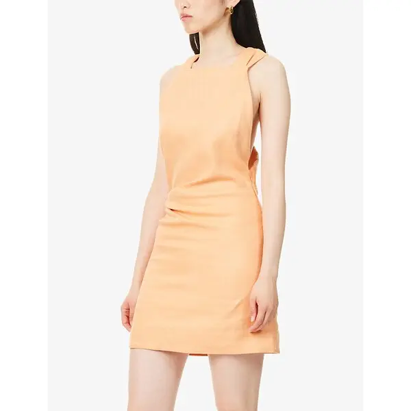 SIR. Thora Twist-back Cotton Mini Dress - Orange