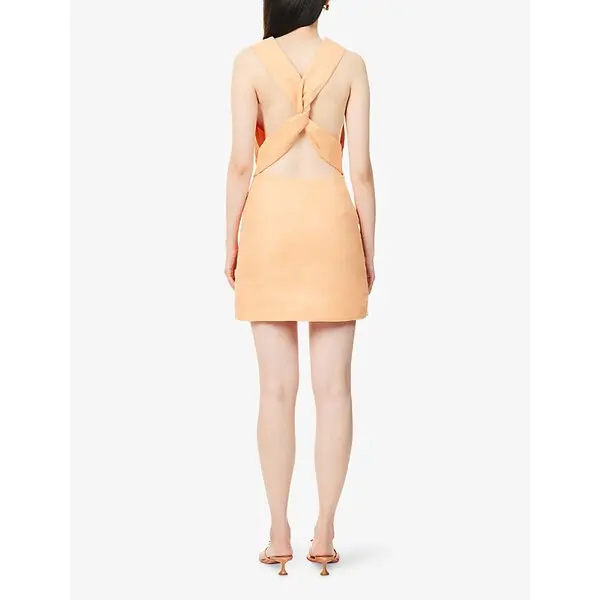SIR. Thora Twist-back Cotton Mini Dress - Orange