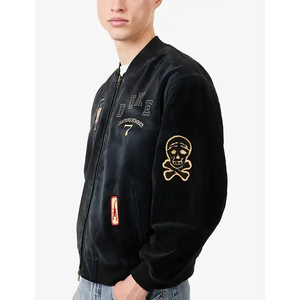 DUKE + DEXTER Cotton-velvet Patchwork Bomber Jacket