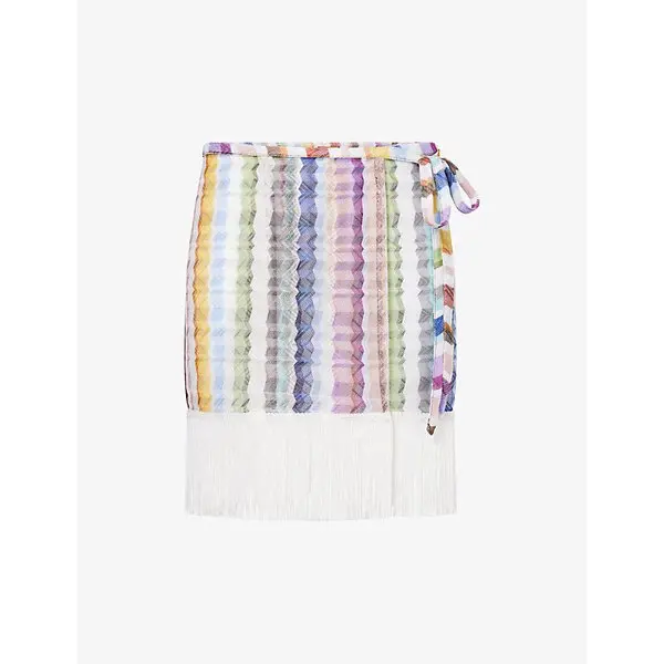 Missoni Fringed Wrap-round Knitted Mini Skirt