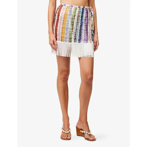 Missoni Fringed Wrap-round Knitted Mini Skirt