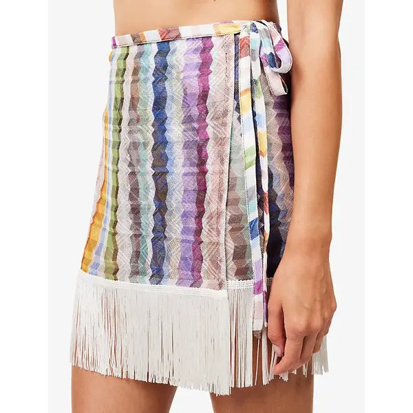 Missoni Fringed Wrap-round Knitted Mini Skirt