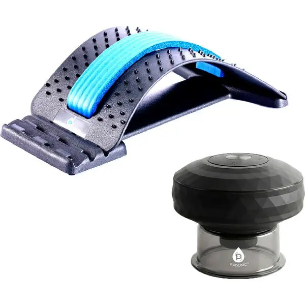PURSONIC The Ultimate Recovery & Alignment Duo Cupping Therapy Device + Back Stretching Device - Black