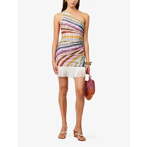 Missoni Asymmetric Fringed Knitted Mini Cover-up