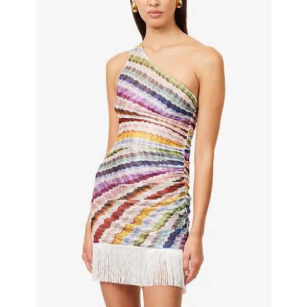 Missoni Asymmetric Fringed Knitted Mini Cover-up