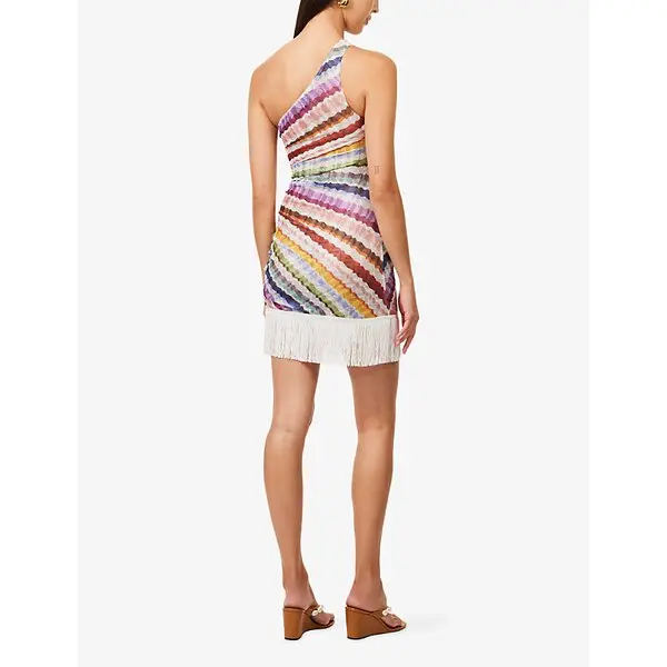 Missoni Asymmetric Fringed Knitted Mini Cover-up
