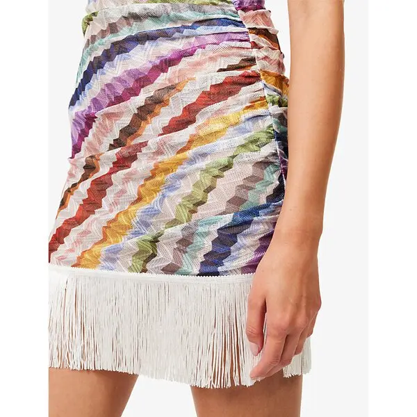 Missoni Asymmetric Fringed Knitted Mini Cover-up