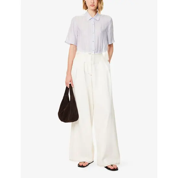 FRAME Striped Lace Silk Shirt