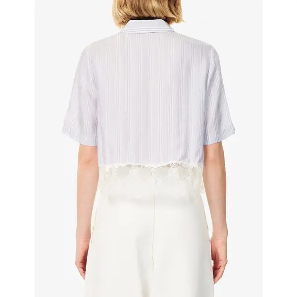 FRAME Striped Lace Silk Shirt