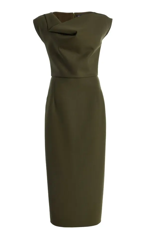 Oscar De La Renta Draped Wool-blend Midi Dress