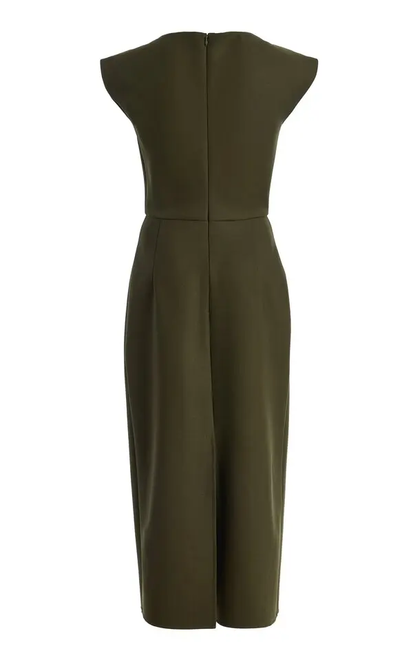 Oscar De La Renta Draped Wool-blend Midi Dress