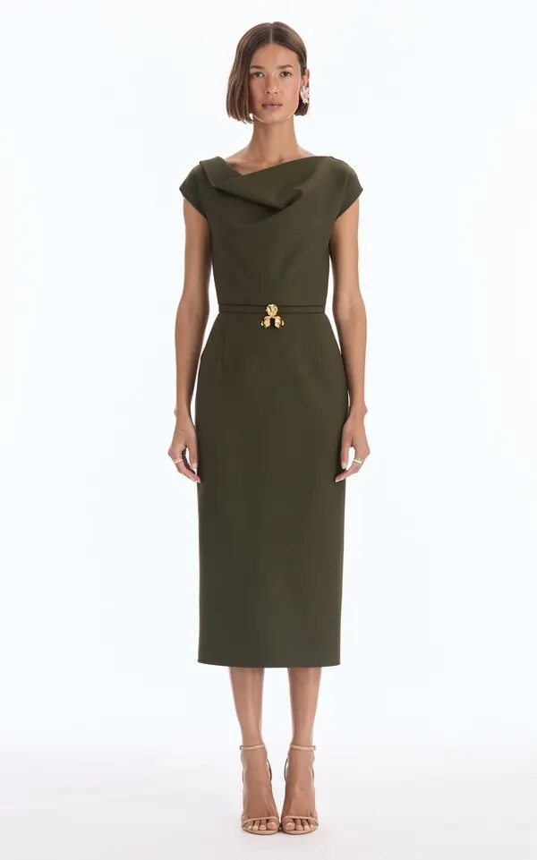 Oscar De La Renta Draped Wool-blend Midi Dress