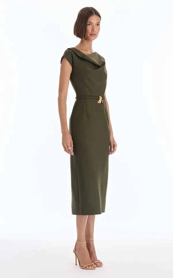 Oscar De La Renta Draped Wool-blend Midi Dress