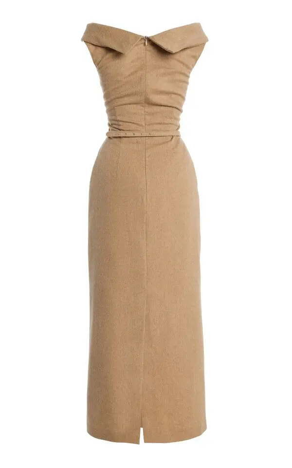 Oscar De La Renta Boatneck Wool-cashmere Midi Dress