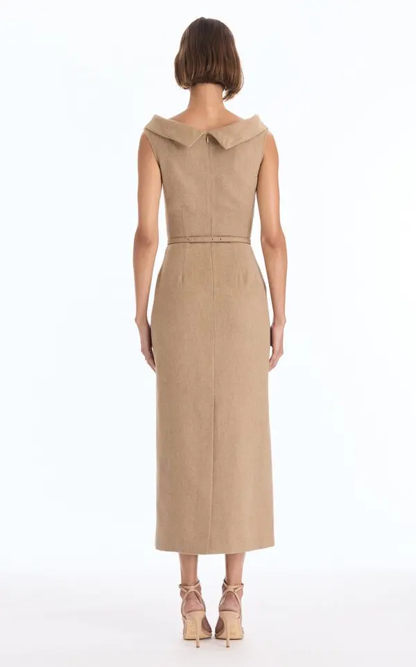 Oscar De La Renta Boatneck Wool-cashmere Midi Dress