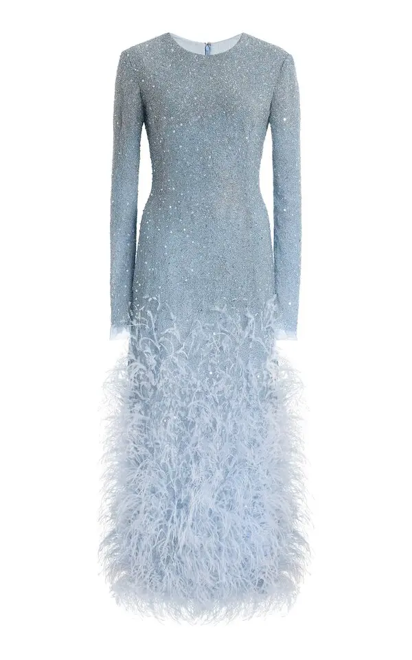 Oscar De La Renta Embellished Cocktail Midi Dress