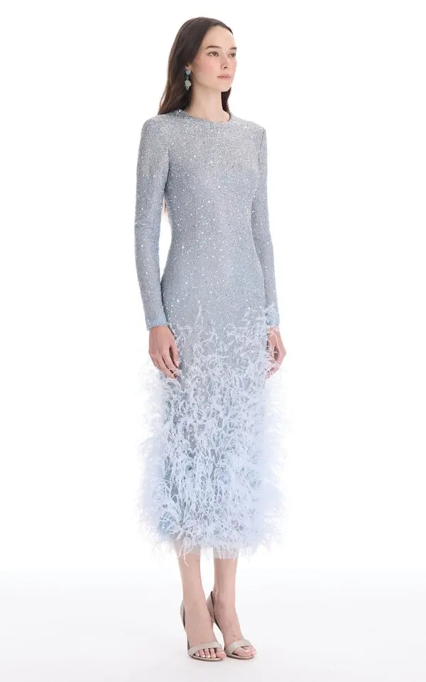 Oscar De La Renta Embellished Cocktail Midi Dress