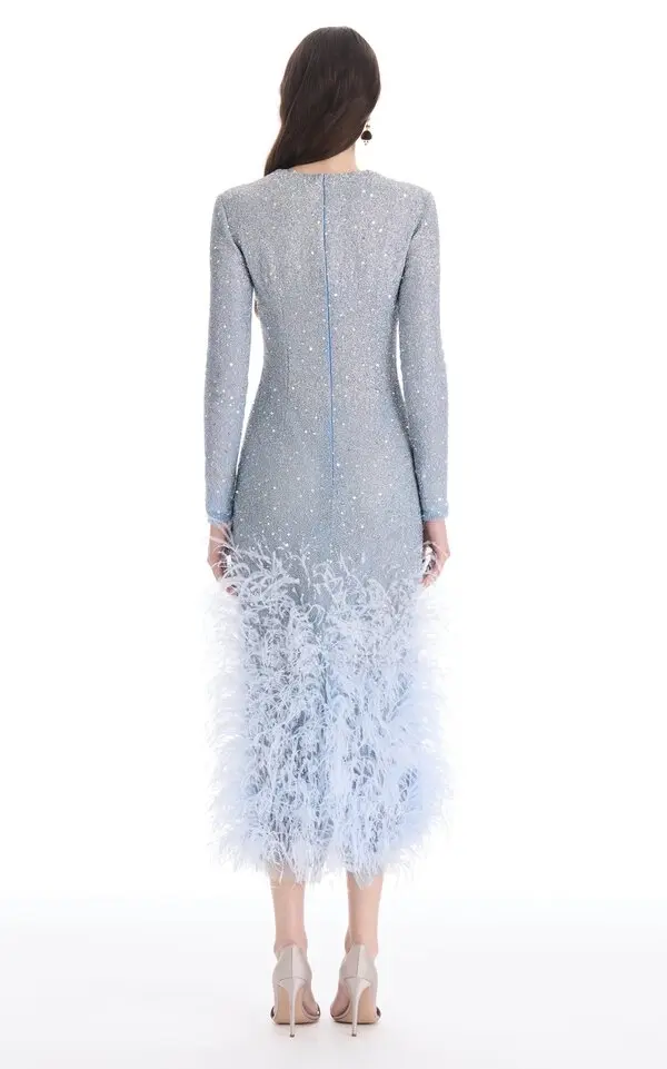 Oscar De La Renta Embellished Cocktail Midi Dress