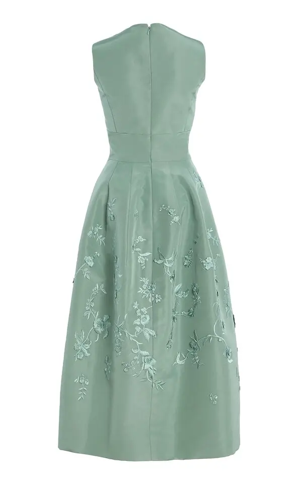 Oscar De La Renta Threadwork Silk-faille Cocktail Midi Dress