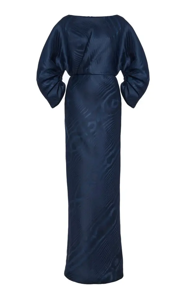 Oscar De La Renta Puff-sleeve Moire Silk-gazar Caftan