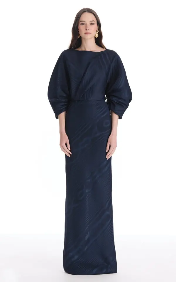 Oscar De La Renta Puff-sleeve Moire Silk-gazar Caftan