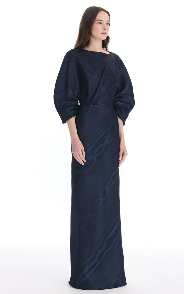 Oscar De La Renta Puff-sleeve Moire Silk-gazar Caftan