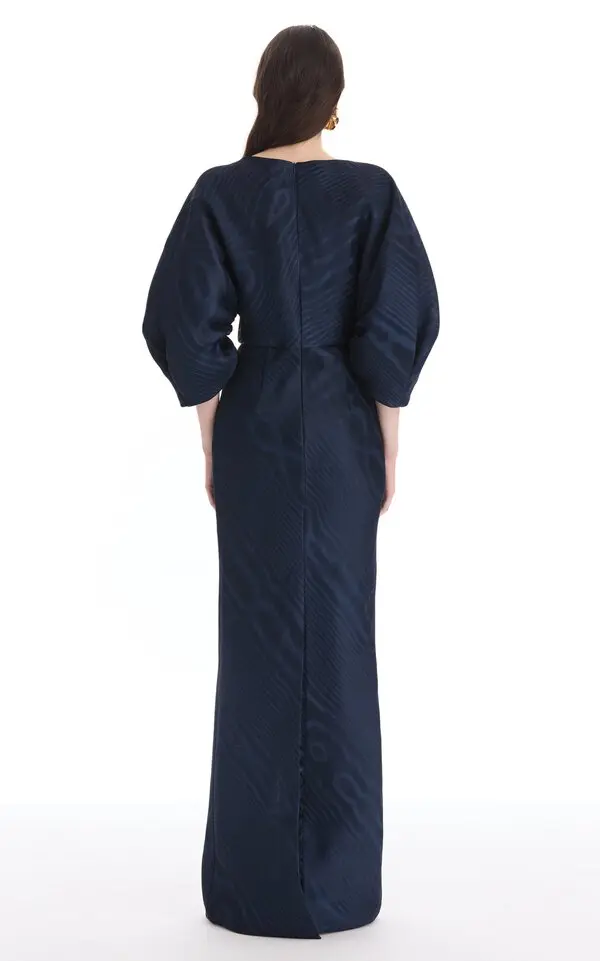Oscar De La Renta Puff-sleeve Moire Silk-gazar Caftan