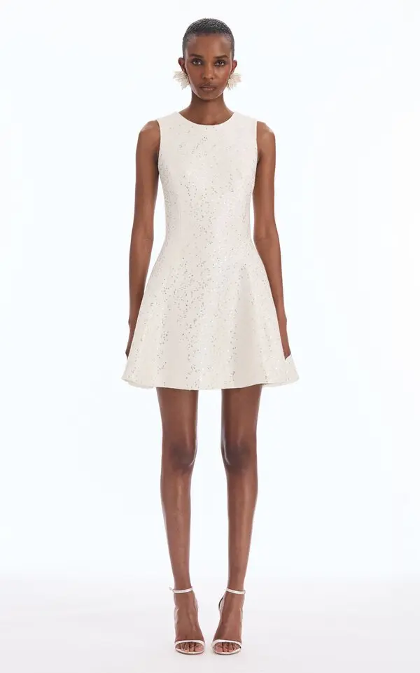 Oscar De La Renta Sequin Tweed Mini Dress