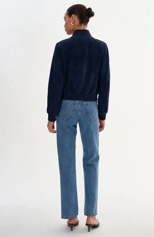 LAMARQUE Keaton Suede Bomber Jacket - Navy