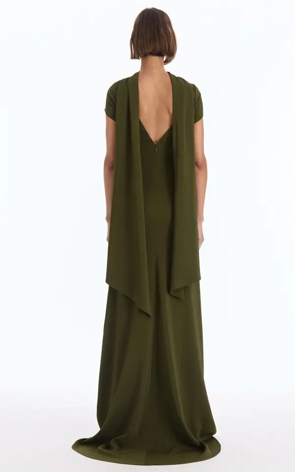 Oscar De La Renta Cape-detailed Cady Gown