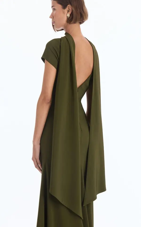 Oscar De La Renta Cape-detailed Cady Gown