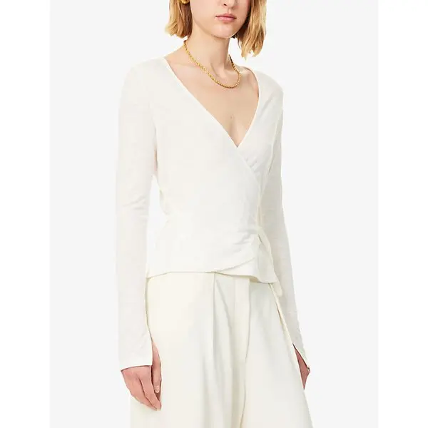 4TH & RECKLESS Mayla Wrap Long-sleeve Woven Top