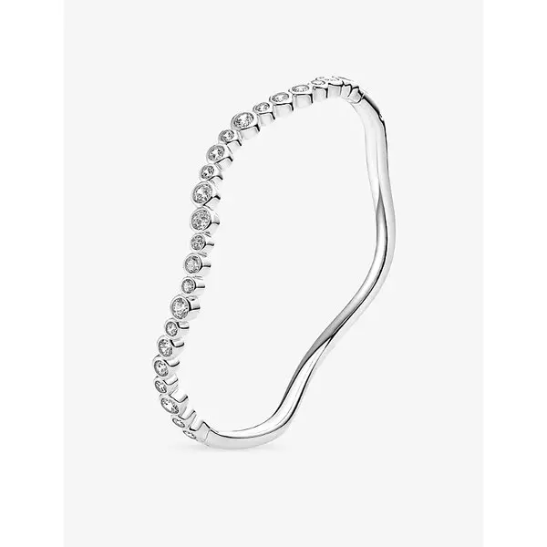 SIF JAKOBS Rhodium-plated Sterling Cubic Zirconia Bangle - Silver
