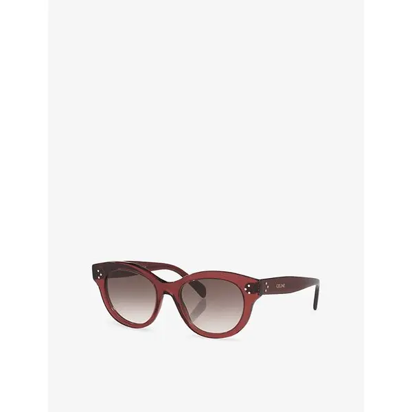 Celine Round Frame Acetate Sunglasses - Red