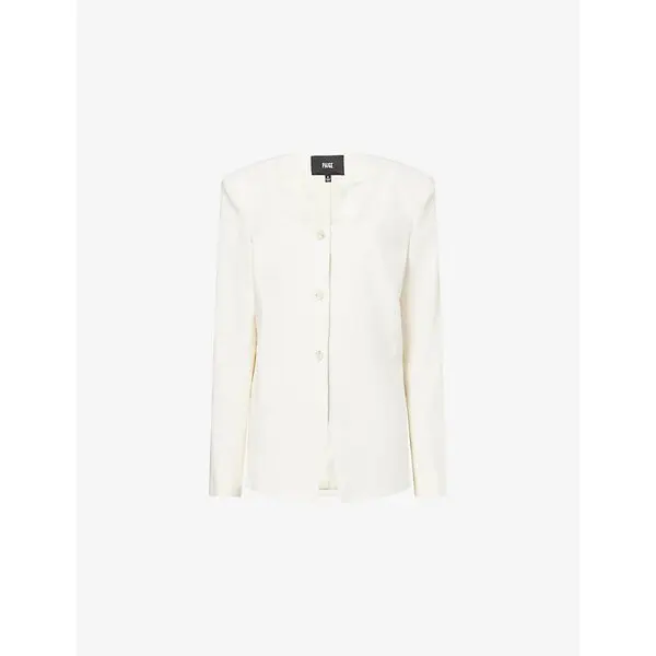 Paige Edina Scoop-neck Woven Blazer