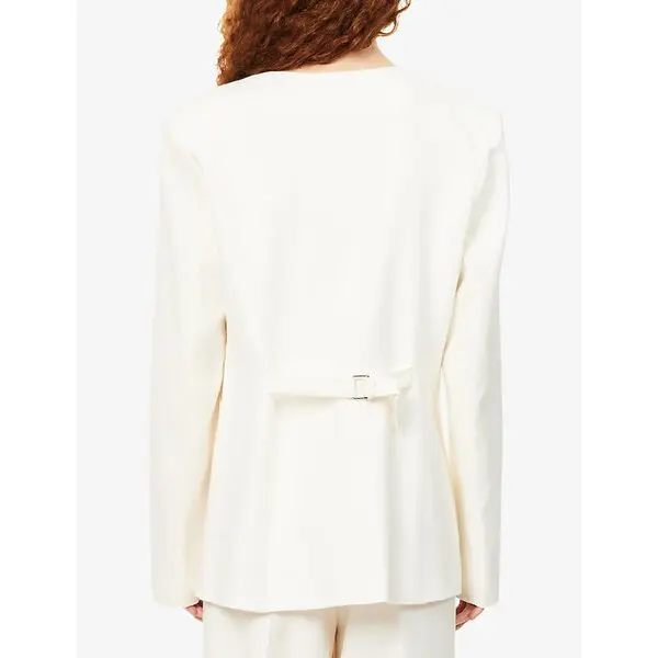 Paige Edina Scoop-neck Woven Blazer