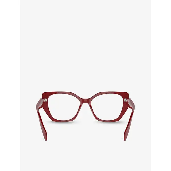 Prada Irregular Frame Acetate Eyeglasses - Red