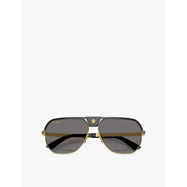 Versace Ve2294 Square-frame Metal Sunglasses - Black