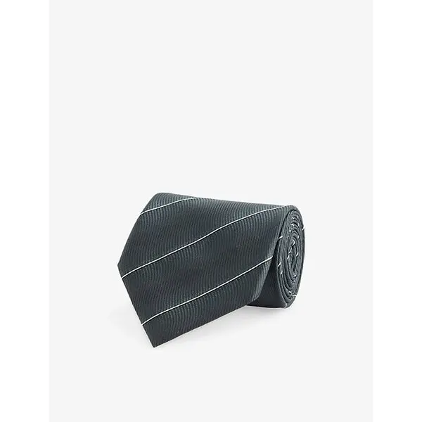 TOM FORD Horizontal Stripe Silk Tie - Forest