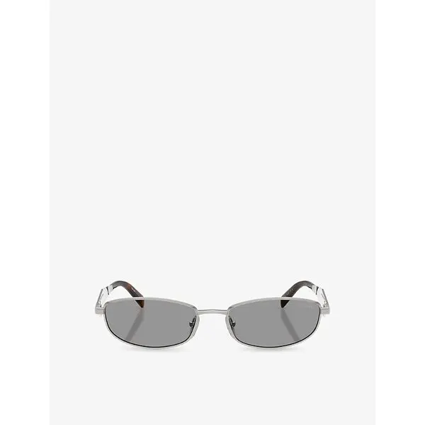 Prada Pr D51s Oval Frame Metal Sunglasses - Silver